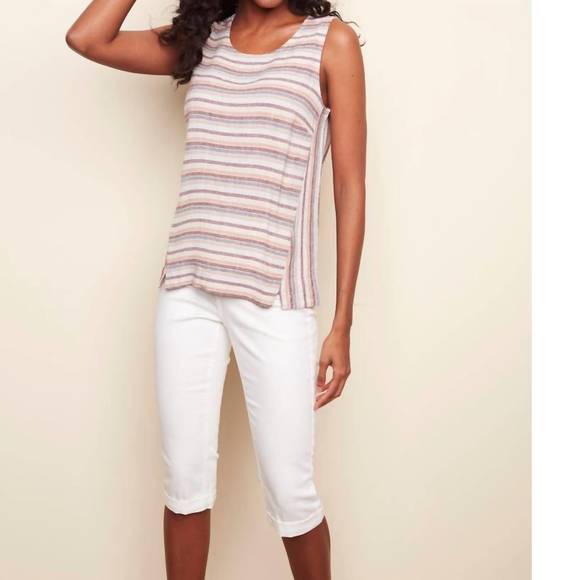 CHARLIE B | Tops | New Charlie B Stripe Linen Tank Top In Paprika ...